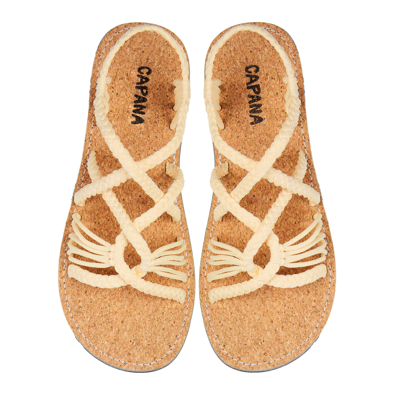 Relax - Cream Cork Rope Sandals - CAPANA